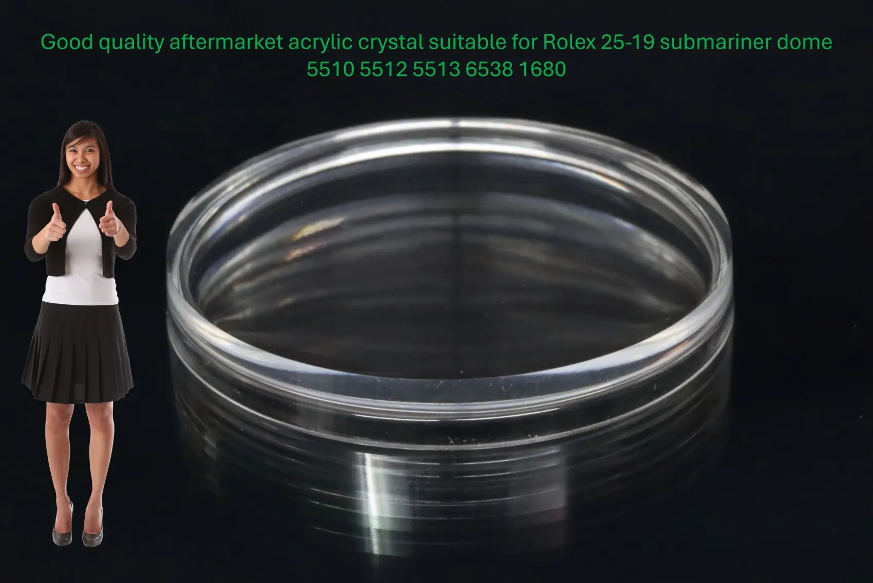 Acrylic crystal suitable for Rolex 25-19 Submariner 5510/5512/5513/6538 ...